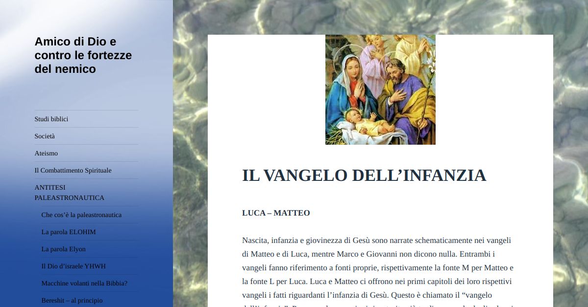 IL VANGELO DELL’INFANZIA – Amico di Dio e contro le fortezze del nemico